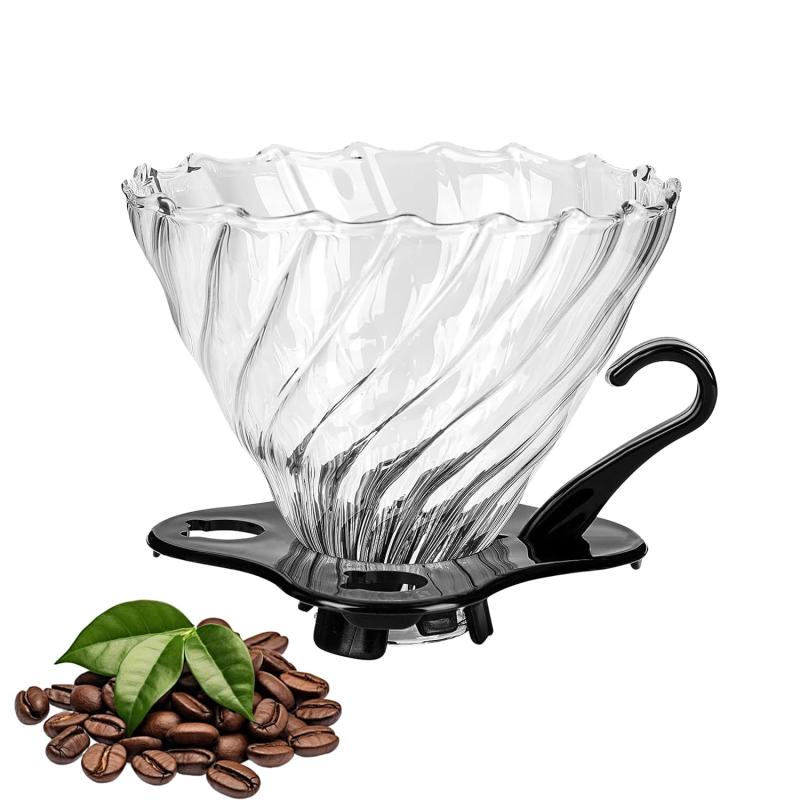 FGIUKC V60 コーヒードリッパー 耐熱ガラス 円錐 コーヒードリップ 取り外し可能 キャンプ アウトドア カフェ 喫茶店