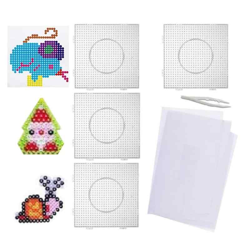 HappyHome アイロンビーズ プレート 4枚セット 径5mmビーズ対応 四角 14.7×14.7cm アイロンシート ピンセット付属 DIY 手芸 手作りアクセサリー【セット内容】アイロンビーズプレート×4枚 , アイロンシート×4枚...
