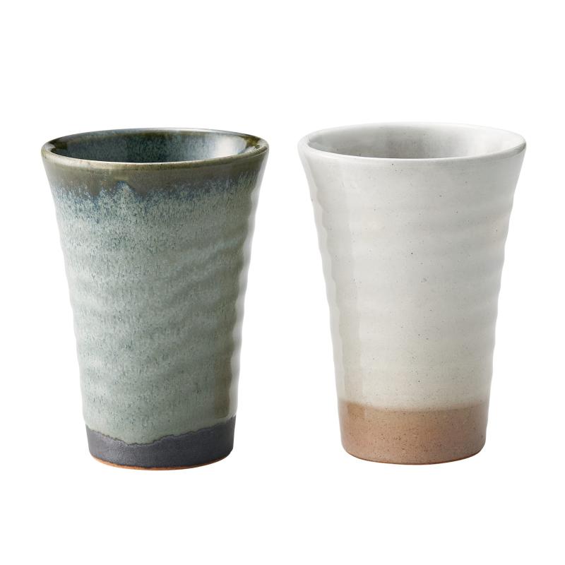 Dolce duo タンブラー ビールカップ ビアタンブラー ペア 焼酎コップ 陶器 300ml 箱入り 日本製 美濃焼 ギフト プレゼント お返し 誕生日 内祝 YR-1688本体サイズ：Φ8.3×h11.7cm（300ml）素材・材質：...