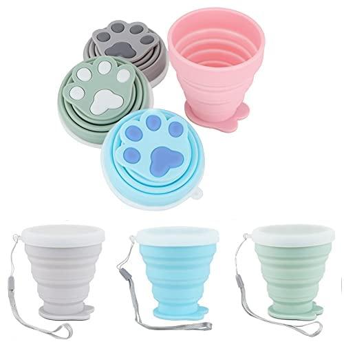 折り畳みコップ 伸縮式 折りたたみカップ 蓋付き 携帯シリコンカップ 耐熱 食器 マイクロ波加熱対応 折りたたみコップ 多機能 キャンプ用 折りたたみ式 シリカゲル おしゃれ 軽量 旅行 ハ【安全無毒】：食品レベル安全材料、 フードレベルの...