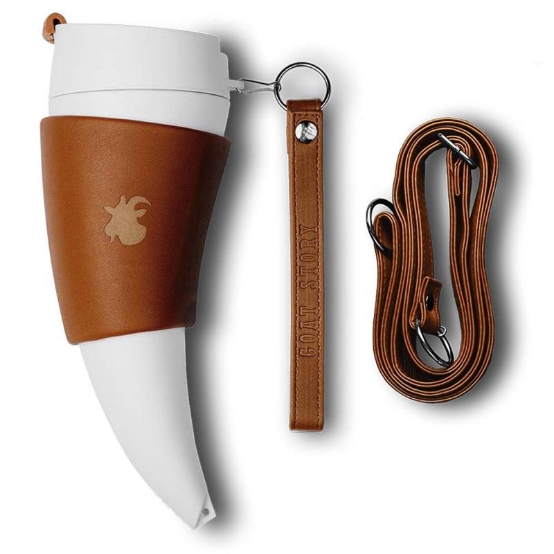 [GOAT STORY] Goat Mug coffee Mug-Faux Leather/ゴート・マグ コーヒー マグ-合皮- 16oz / 470ml-ヤギの角のような形でデザインされた独創的なヤギの角型で、最後のひとしずくまで飲める専...