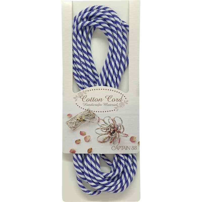 CAPTAIN88 キャプテン コットン コード 幅2mm×長さ2m #8 ストライプ 青系 CP174コットン 生地 を使った 細い コード です。 ブレスレット や ブローチ など、 アクセサリー 作り におすすめです。商品本体サイズ:...