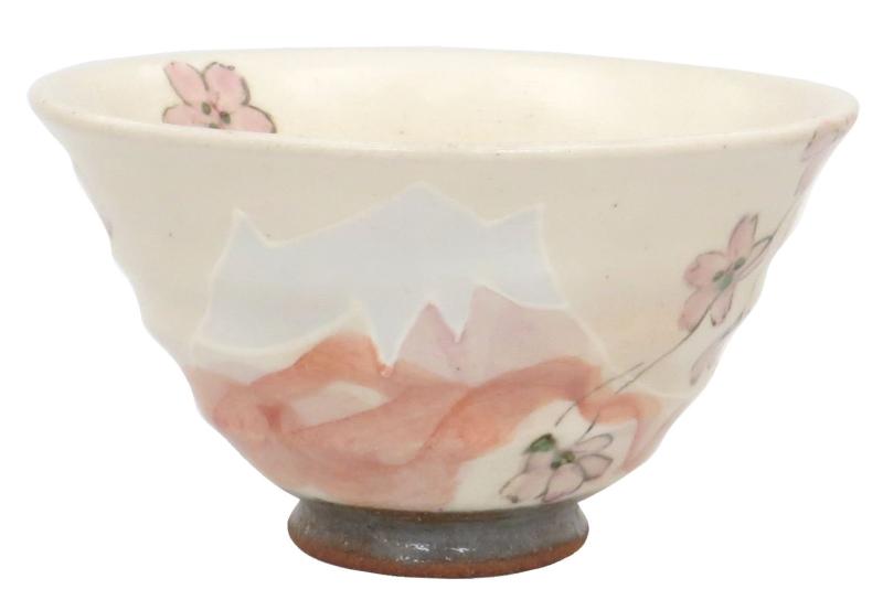 有田焼 東原窯 粉引富士桜 飯碗