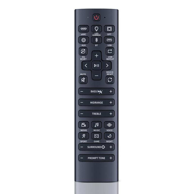 サウンドバーリモコン for ULTIMEA サウンドバー Aura A60対応元のリモコンの紛失・反応しない（効かない）場合など故障によるお買い替え、交換用・予備用としてお使い頂けます。 電池、説明書は付属していません。 設定方法は本体の...