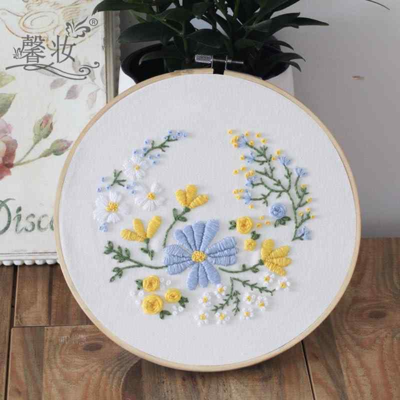 Abillyn 刺繍スターターキット XXXXX プリント パターン クロスステッチ 刺繍キットフルレンジパッケージ 👍 パッケージには、パターン付き刺繍布、プラスチック刺繍フープ(直径:8インチ/20cm)、英語の説明書、...