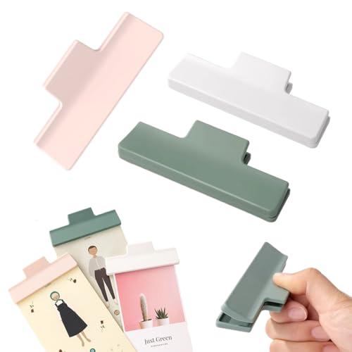 ブッククリップ 勉強 大きめ 強力 ペーパークリップ 150mm 100mm 幅広クリップ 手帳 クリップ 3色セット 書類ホルダー プラスチック製 楽譜クリップ ファイル紙固定 本クリップ フォルダサブ 【大型クリップ】1 枚の付箋でもし...