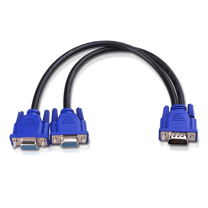 Cable Matters VGAスプリッタケーブル - 30cm、VGAケーブル1入力2出力、Y字型分配器 分配ケーブル、1080P、 オス-2xメスコネクタ、画面複製のみ対応【VGAデュアルモニターアダプタ】VGA オスコネクタをパソコ...