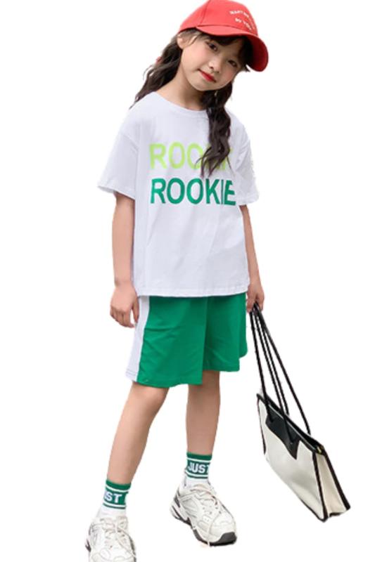 [EnDast] 2点セット アクティブウェア ロゴ入り 半袖 ハーフパンツ セットアップ 上下セット 女の子 キッズ ガールズ 春夏 かわいい 120cm 130cm 140cm 150cm 160cm🌸【着心地もよく/か...