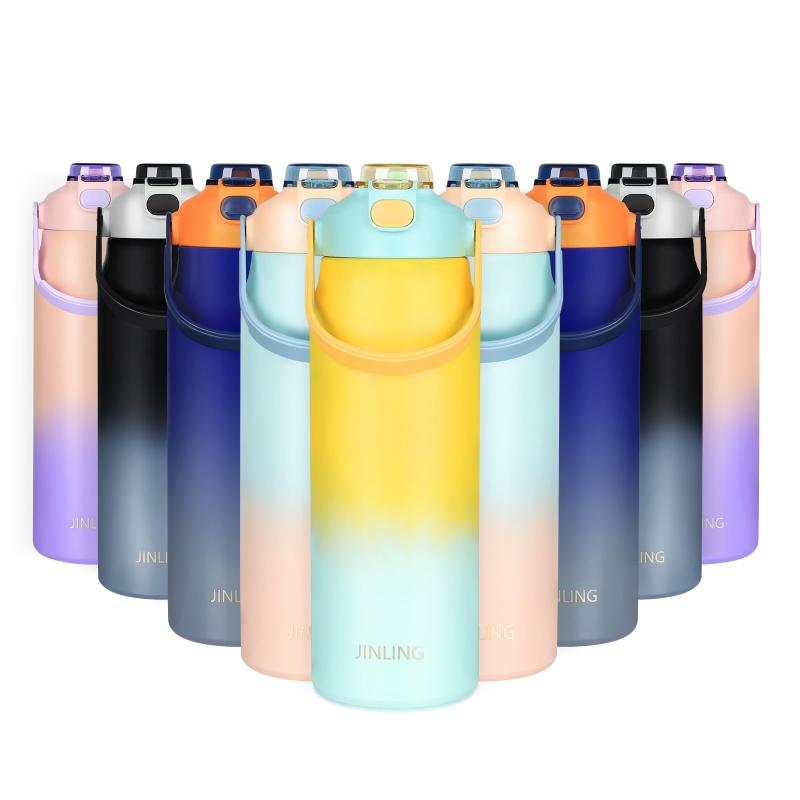 JINLING 1.8リットル 水筒 大容量 魔法瓶 真空断熱 保冷保温 スポーツボトル ステンレス鋼316 広口 ポータブル ストロー スポーツ飲料対応 男女兼用広口・大容量：口径：7.5cm、容量：1800ml。アウトドアにはもちろん、...