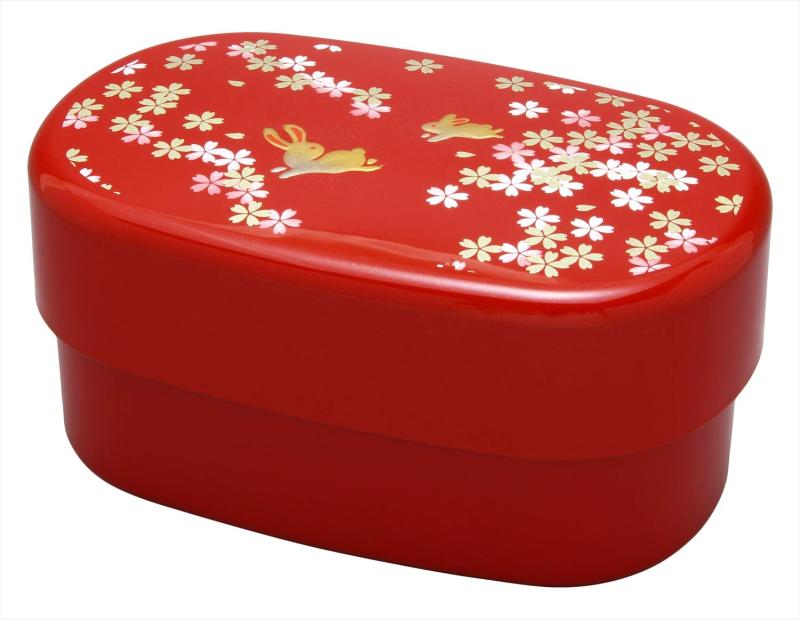 山中塗 レンジ 小判 入子弁当 570ml (ベルト付)