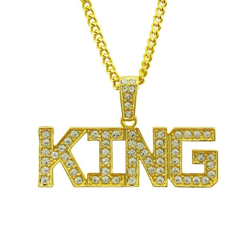 [ハルジオ] ネックレス メンズ KING ストリート ヒップホップ HIPHOP ブリンブリン ゴールド シルバー 金 銀 チェーン メンズネックレス 人気 プレゼント💡 話題のトレンドアイテム 大人気ブリンブリンの大きめ...