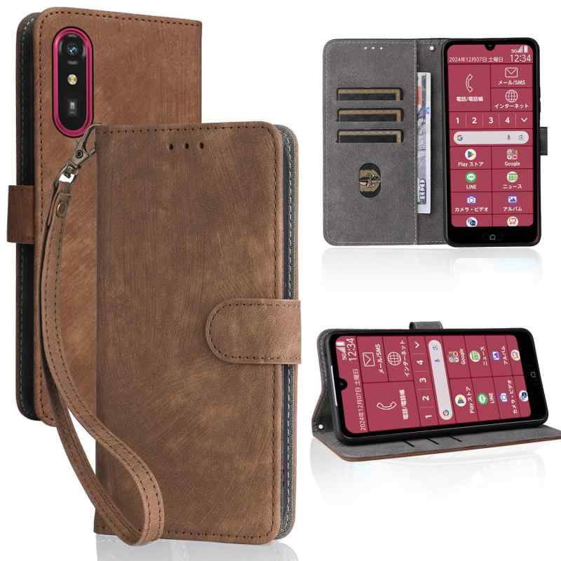 For FCNT らくらくスマートフォン a A401FC/Lite MR01 用 ケース FCNT a A401FC/Lite MR01 用 手帳型 カバー 財布型 【NOUKAJU】 カードポケット付き 高級 PUレザー 手触りが良い ...