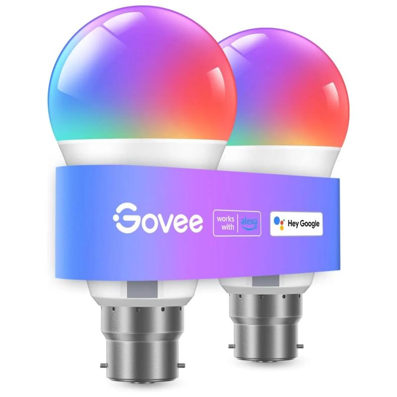 Govee RGBWW スマート電球、音楽同期機能付きカラーチェンジ電球、54 ダイナミックシーン、1600 万 DIY カラー、WiFi &amp; Bluetooth B22 LED、Alexa、Google Assistant Hom...