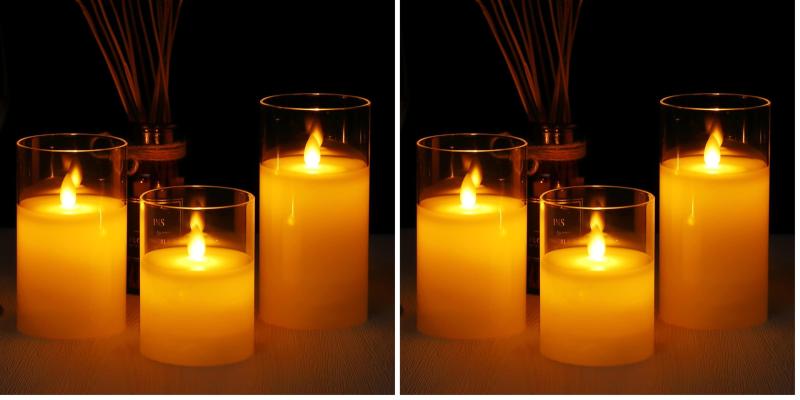 Litake(リテーク) LEDキャンドル クリアガラス 電池式 専用リモコン付 ろうそく おしゃれ 癒し 無香料 揺らぐ炎 誕生日 クリスマス パーティー glass