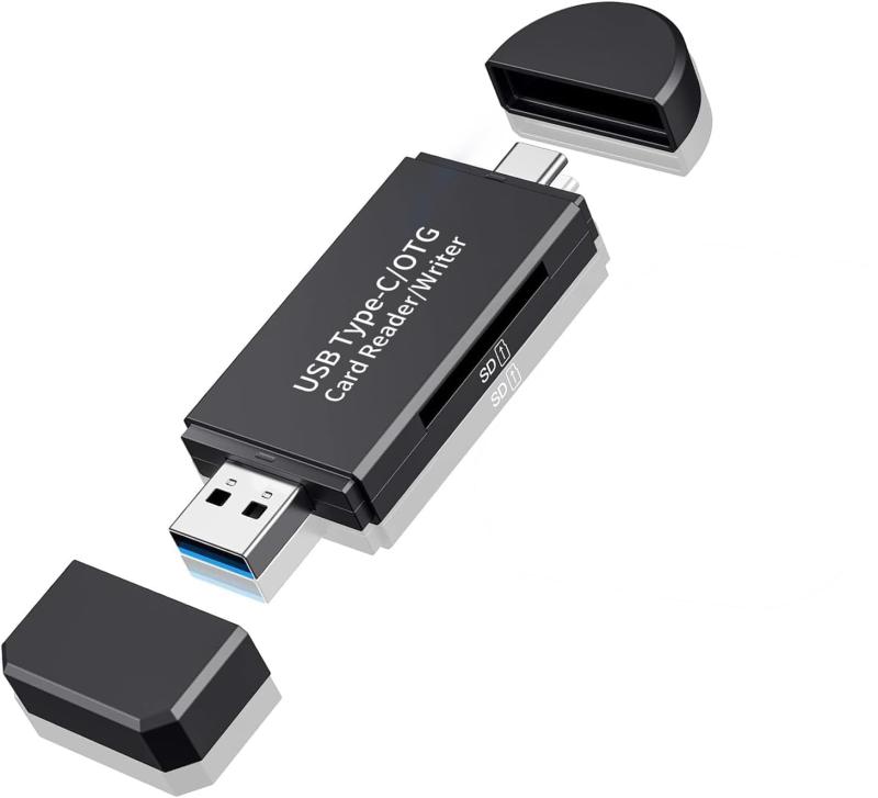 SDカードリーダー USB2.0 高速転送 TYPE-C、 USB-A、（Windows、Mac、Linux、および特定のAndroidシステム用）：SD、SDHC、SDXC、マイクロSD、T-Flash対応 [ブラック]USB Type-...