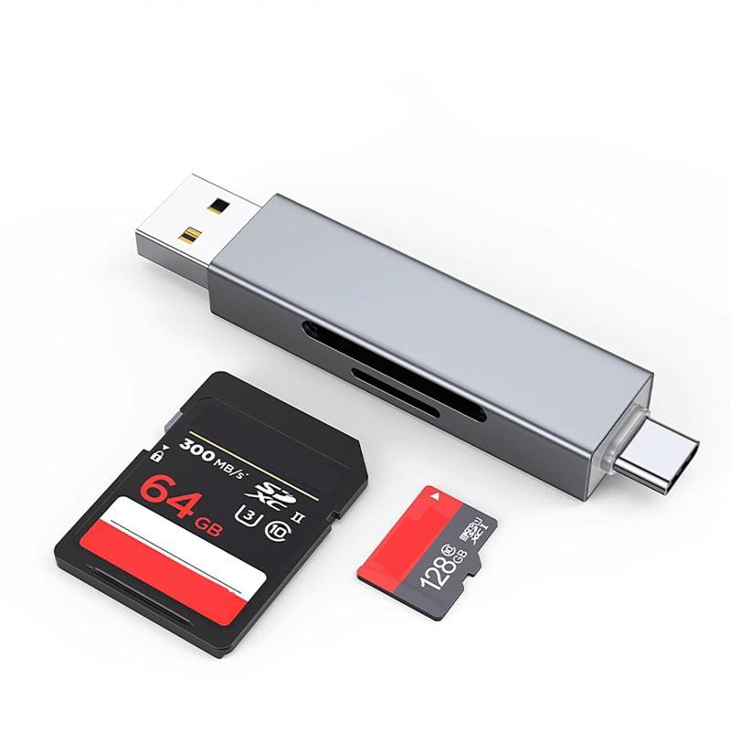 2in1 カードリーダー Type-C/USB 2.0 メモリカードリーダー 多機能 480Mb/s高速転送 OTG対応 小型 軽量 AndroidスマートフォンタブレットMacBook Windows PCなど対応（グレー）【製品の内容】...