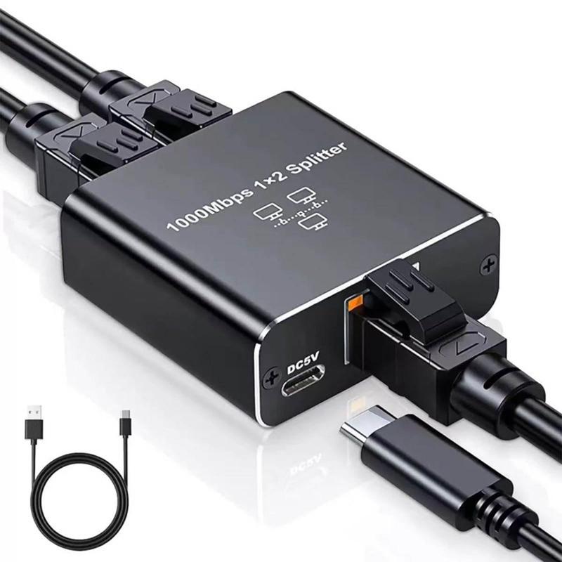 AURORIEL LAN 分配器 スイッチングハブ 1 入力 2 出力 1000Mbps 千兆対応 RJ45 分岐器 ネットワーク拡張 有線LAN中継機 Cat5e Cat5e～Cat8 対応 Type-C 電源ケーブル付属 PS5 PS4...