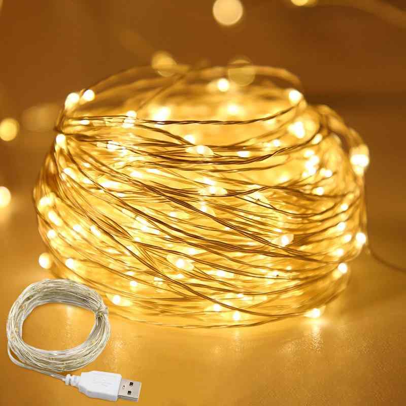 FamGift LEDイルミネーションライト USB給電式 10m 銅線 ワイヤーライト 100球 防水 防塵 室内 屋外 クリスマス 学園祭 誕生日 結婚式 パーティー 祭りに飾り（USB式，ウォームホワイト)【製品仕様】全長10 m、1...