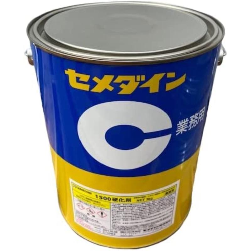 セメダイン 二液常温硬化型エポキシ樹脂系接着剤 1500硬化剤 3kg AP-031●色：淡褐色透明●容量(kg)：3.0●可使時間(分)：1時間以内●可使時間：1時間以内