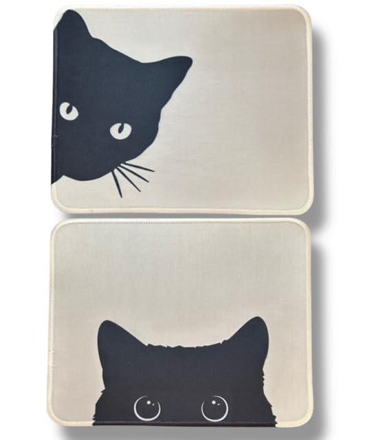 NekodaraK マウスパッド, 黒猫デザイン2枚セット, 21×26cm, 滑り止め加工, オフィス・自宅兼用デザイン性: かわいい黒猫のイラストが印象的な2枚セットのマウスパッド。気分に合わせて使い分けができますサイズ仕様: 使いやす...