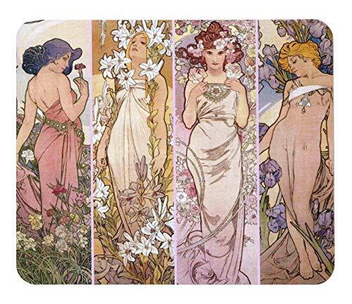 アルフォンス・ミュシャ『 四つの花 』のマウスパッド：フォトパッド（世界の名画シリーズ）この商品は、熱帯スタジオが製造販売しているオリジナル製品です。マウスパッドの大きさは、小さ過ぎず大き過ぎない、ちょうどよい大きさ（幅232mm、縦196...