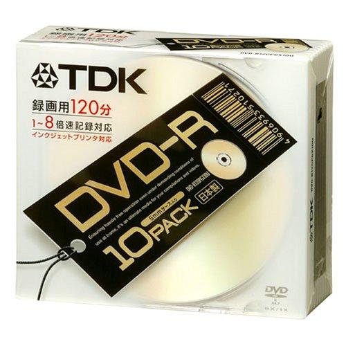 TDK DVD-R録画用 日本製 ゴールドプリンタブル 1-8倍速 10枚パック [DVD-R120PGX10U]入数：10著作権保護：非対応規格：DVDメディア-R / 容量(GB)：4種類：AV用 / 記録面：片面1層 / 8倍速盤面印...