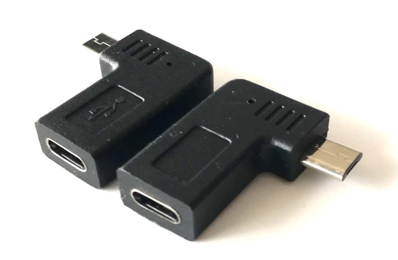 Access E Direct Type C to Micro USB 変換 アダプタ, 90度角度付き L字型 タイプ-C メス to マイクロUSB オス 5ピン USB 端子 変換コネクタ アダプタ + マイクロファイバークロス付き ...