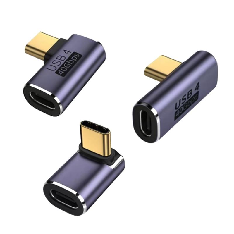 USB4.0 Type C 変換 アダプター usb c l字 左右 90° 曲げ3種類セット 40Gbps高速データ転送 PD 100W/5A急速充電 8K 映像出力 type c L型変換アダプター スリムデザイン USB Cコネクター...