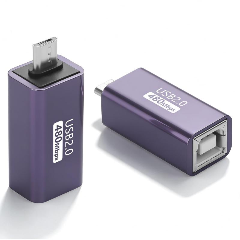 SinLoon 2個 Micro USB2.0-USB Bアダプタ USB2.0 -MIDI変換コネクター micro USBオス-USB-Bメス・プリンタ・アダプタ 電子ピアノDAC、シンセ、DJコントローラー、キーボード、印刷用【機能】...