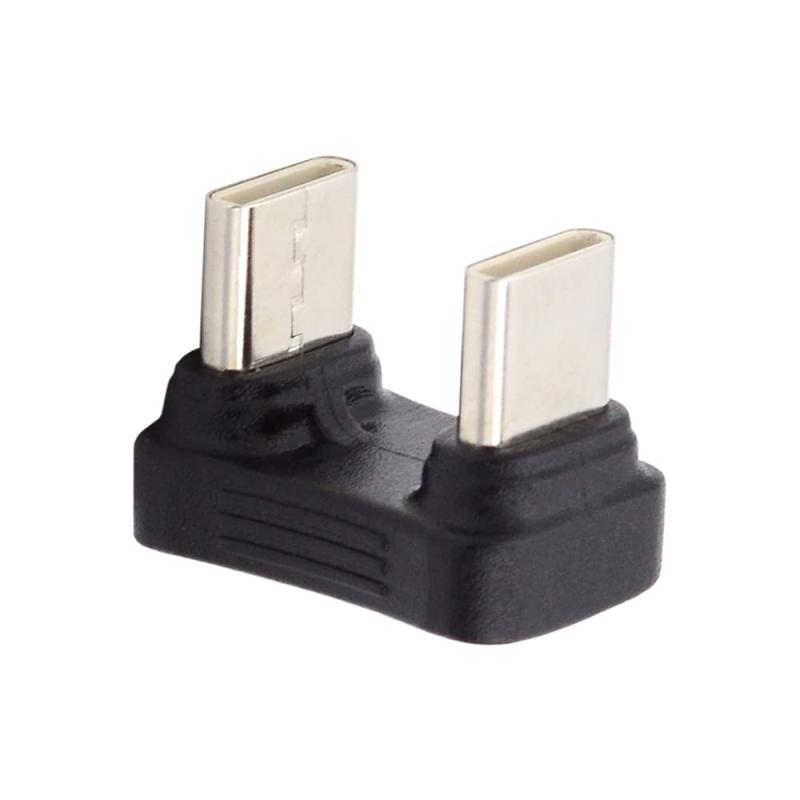 NFHK 480Mbps USB-C Type C Male to Male Coupler Extender Power Data Adapter Opposite U Shape Back Angled for Power Bank P...