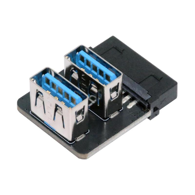 cablecc USB3.0 マザーボード 19/20ピン ボックスヘッダースロット - 10Gbps デュアルUSB 3.0 Type-Aアダプター 逆角度垂直タイプ1) USBベース仕様3.0、出力USB3.0インターフェイス、Type...