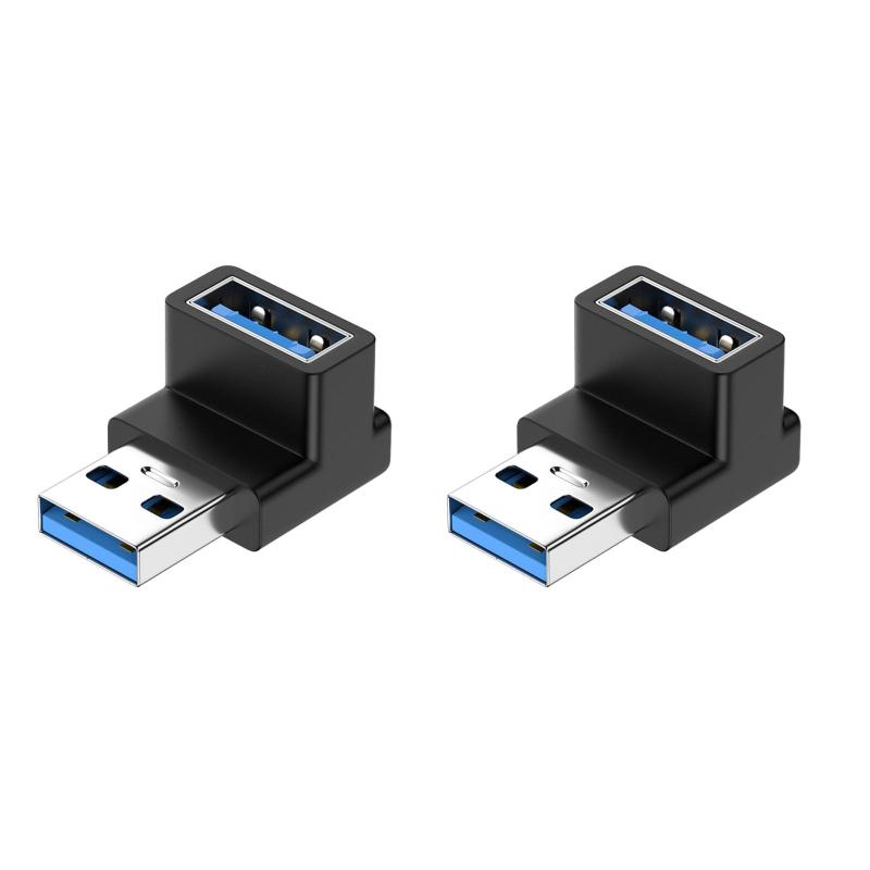 USB 3.0 変換アダプタ L型 L字型 2個セット 小型 軽量 USB Type A L字型変換アダプタ アルミニウム合金材料 10Gbps 高速データ伝送 延長電源データ ビデオー 90直角上向きタイプ Uディスク、キーボーパッケージ...