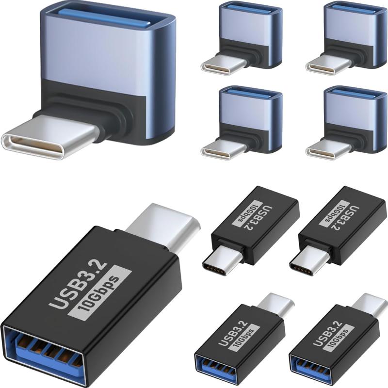 DAOKAI USB C to USB 3.1 アダプター90度 Type C オス - USB メス アダプター 10Gbps データ転送コンバーター OTG カプラースマートフォン、タブレット、ノートパソコン用 高速充電10Gbpsのデ...
