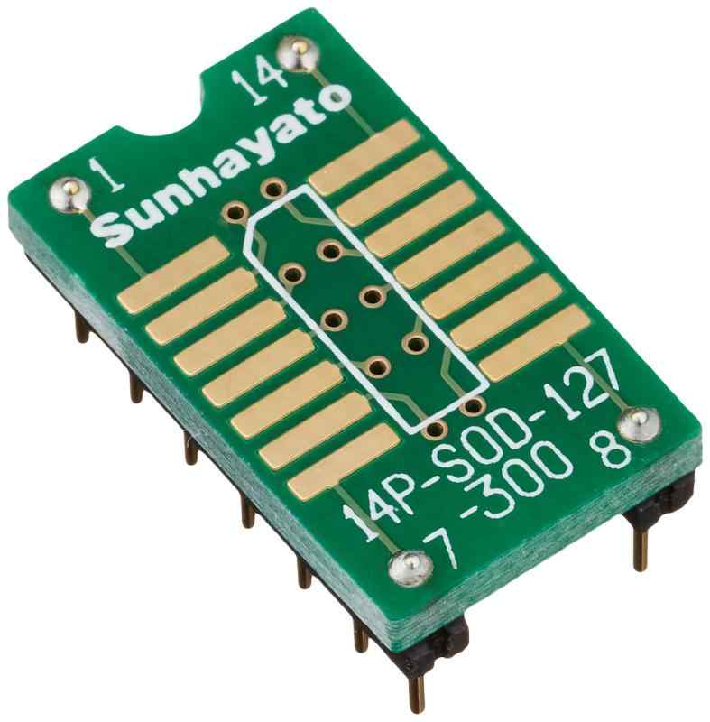 サンハヤト SOP変換アダプター 14P-SOD-127-300変換内容<br>変換前のパッケージ SOP 14ピン1.27ミリピッチ<br>変換後のパッケージ 14ピン2.54ミリピッチに変換<br>幅...