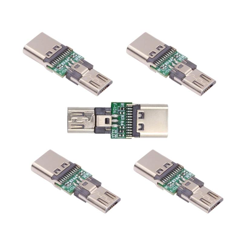 Cablecc 5個/ロット Micro USB 2.0 5ピン オスコネクタ - USB Type-C メス 電源データ PCBA アダプタパッケージには 5 個のアダプタが含まれています。このアダプタを使用すると、Micro-USB 接...
