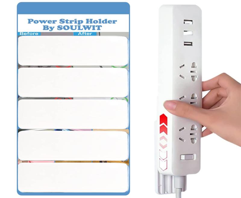 SOULWIT 電源タップ 固定ホルダー 電源タップ固定器 壁取り付け 穴あけとネジ止め不要 デスク、コンピュータ、テレビの壁、キッチン、家庭、オフィス用🔷【使いやすさ】わざと壁に穴を開けることはなくてホルダーのシートを剥が...