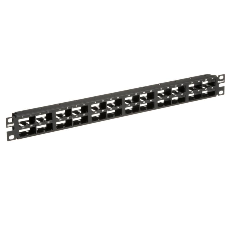 パンドウイット 高密度モジュラーパッチパネル枠 ラベル幅大(6.4mm) 48ポート CPP48HDEWBL ブラックポート数：48種類：UTP色：黒適用ジャック：UTPモジュラージャック幅(mm)：482.6