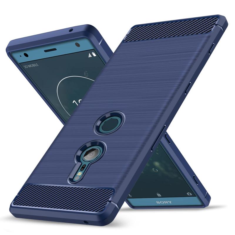 KUJQOC Xperia XZ2 ケース 耐衝撃 シリコン 炭素繊維 薄型 レンズ保護 指紋防止 衝撃吸収 散熱加工 軽量 ソフト 手触り良い 滑り止め 取り出し易い ワイヤレス充電対応 ソニー エクスぺリア xz2 [ S【対応機種】S...