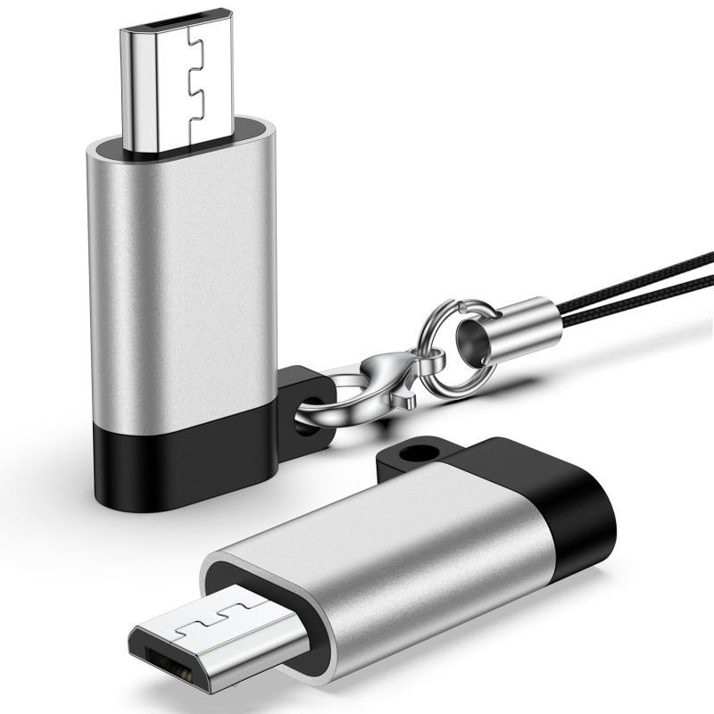 Vedfoad マイクロUSB変換アダプター【2個セット】USB Type-C メス to Micro USB オス 変換コネクタ 小型軽量 ストラップ付き 携帯便利 充電＆480Mbpsデータ転送対応