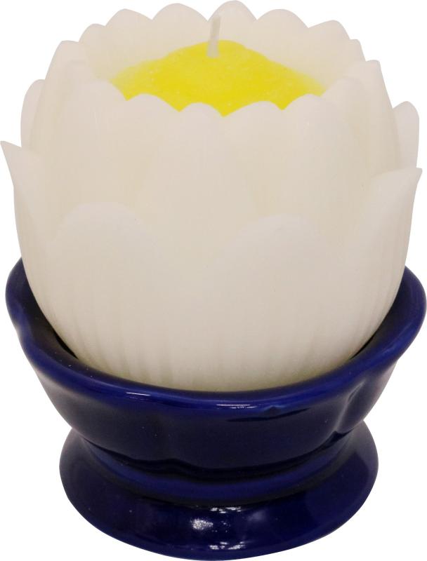 ニホンローソク 蓮花ローソク 台付 白商品サイズ (幅×奥行×高さ) :サイズ:約8.2×8.4×12.2cm原産国:日本内容量:ローソク1個、台1個