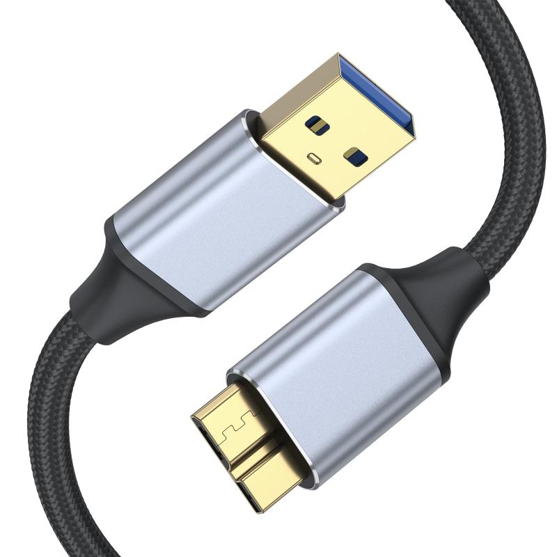 USB 3.0 to Micro B、50 cm大型高速ハードディスク ナイロン ケーブル、USB 3.0 AからMicro Bまでヒッチ、ウエスタンデータ、東芝、シーメンス、サムスンGalaxy S 5、Note 3に対応USB 3.0 ...