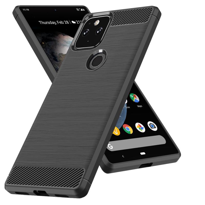 Google Pixel 4a 5G 用ケース 耐衝撃 TPU 薄型 軽量 ソフト グーグル ピクセル 4A 5G 用カバー カーボン風 デザイン ワイヤレス充電 角保護強化 柔らかい 耐久 指紋防止 黄変防止 滑り止め 人気 保護【対応機...