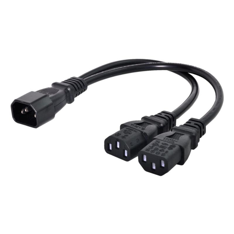 Chenyang シングル C14 からデュアル C13 5-13R ショート Y タイプ スプリッター アダプター10A AC 125V AC または 2.5A AC 250V までの定格プラグ: IEC 320 C14 オスソケット: ...