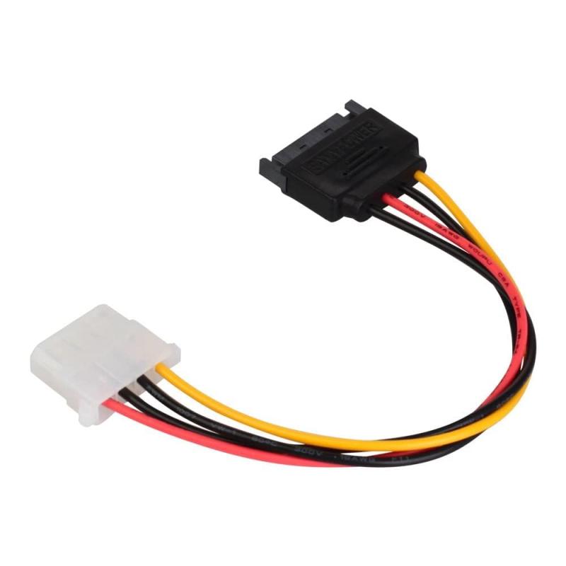 SATA電源 15ピン オス to 4ピン メス 変換ケーブル 20cm ペリフェラル電源 変換アダプタ ストレートタイプ HDD/SSD/ミニ PC/光学ドライブ/冷却ファン対応SATA電源をIDE接続に変換：15ピンSATAオスコネクタ...