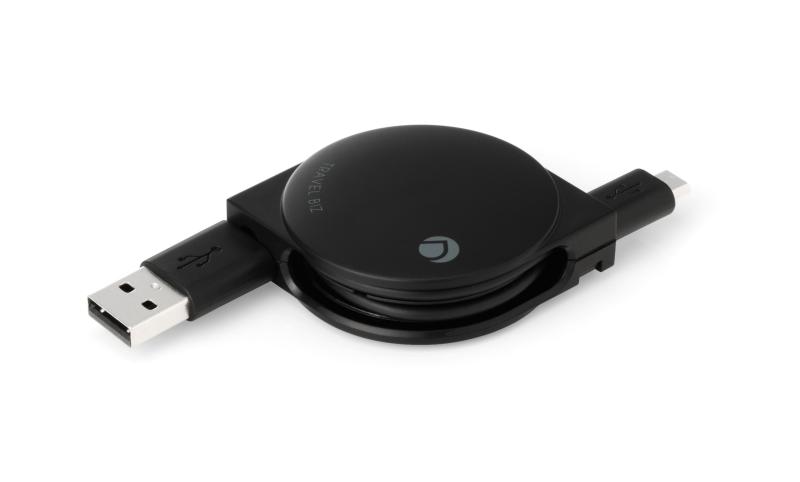 Deff TRAVEL BIZ スマートフォン対応 2.4A急速充電&amp;データ転送巻き取り式 MicroUSBケーブル
