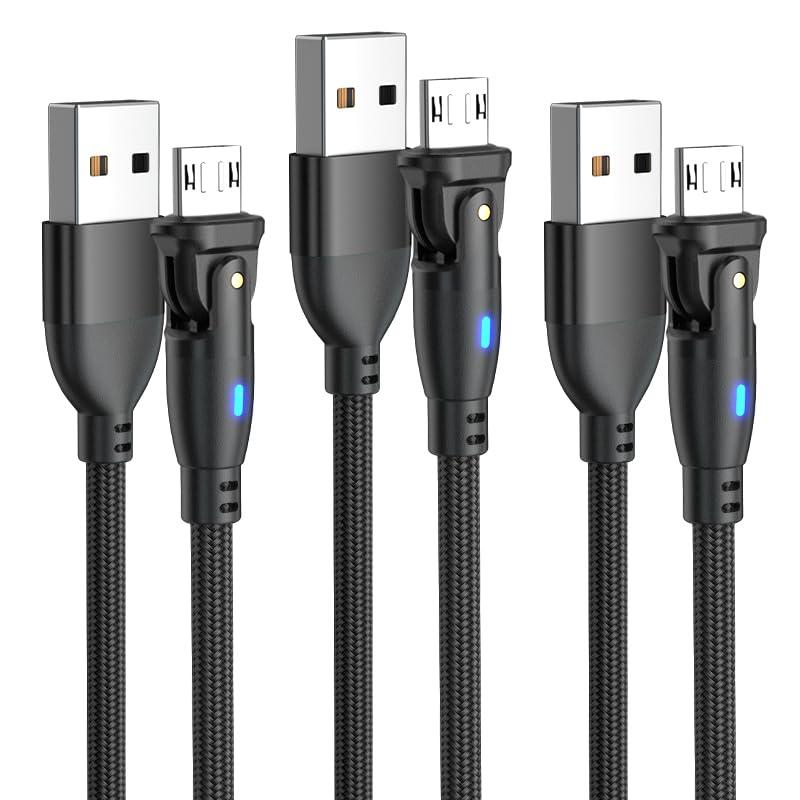 Micro USB ケーブル L字型 180度回転 急速充電 高速データ転送 マイクロ USB ケーブル 強化TPE製 USB Type A to マイクロb ケーブル Micro充電コード AndroidMicro USB ケーブル L字...