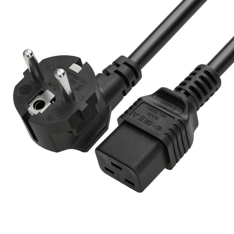 HangTon 電源コード 直角 ユーロ Schuko オス - IEC320 C19 メス 16A 250V 3 プロングケーブル UPS PDUコンピューター用 (6フィート eu-c19)3プロングのユーロシューコオス直角からIEC3...