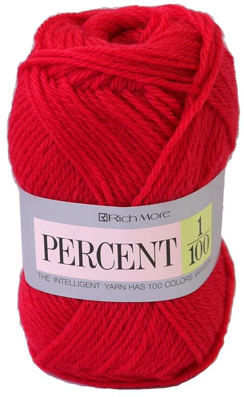 秋冬毛糸 『PERCENT(パーセント) 1/100 73番色』 RichMore リッチモア品番:017太さ:並太仕立:40g 約120m色・柄:Col.73 レッド 系素材:毛100%使用針:棒針5~7号標準ゲージ:(棒針)22目・30...