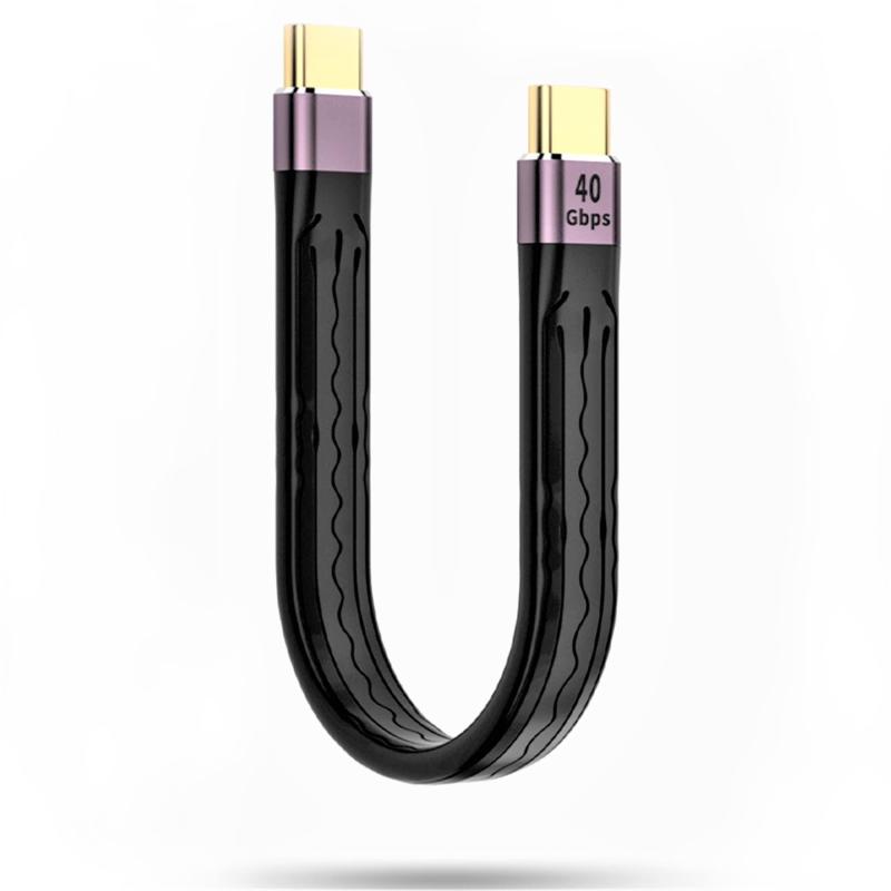 fine-R USB4 Thunderbolt 4 ケーブル 短い 13cm 0.3m 0.5m 1m フラット 柔らかい 240W 100W 急速充電 40Gbps 高速データ転送 8K映像出力 Type-C USB-A Mac Wind...