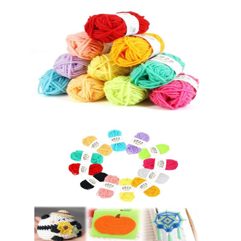 Mirhua 毛糸 12色セット 編み物 毛糸 DIY 手作り 編み糸 織り糸 (12色セット)10g セット カラフル アクリル明るい色合いの 12 色セットで、鮮やかな発色が特長。手作りの編み物に最適で、好みの色を組み合わせてカラフルな...